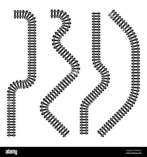 Railway Track Design Dynamic Curved Paths Black And White Layout Minimal Linear Elements