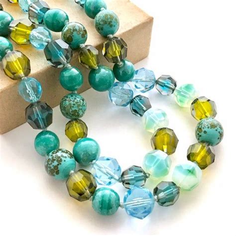 Vintage Multi Strand Glass Bead 1950 1960 Necklace Etsy Glass Beads