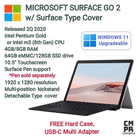 Microsoft Surface Go W Surface Type Cover And Lte Option Lazada Ph