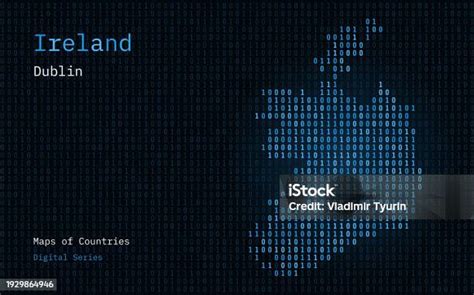 Ireland Map Shown In Binary Code Pattern Matrix Numbers Zero One Stock