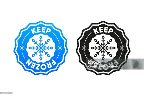 冷凍製品を保管してください食品パッケージのラベル新鮮な冷凍製品スノーフレークバッジ冷凍のコンセプトを維持します冷蔵庫と冷凍庫に保管してください