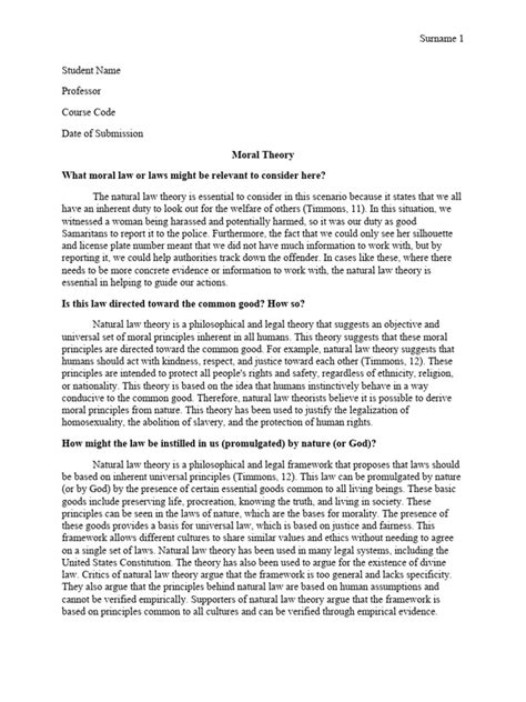 Moral Theory Primer Final Pdf Natural Law Theory