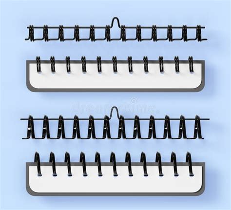 3d Set Of Notebook Spirals Black Wire Springs And Ring Binding Pages
