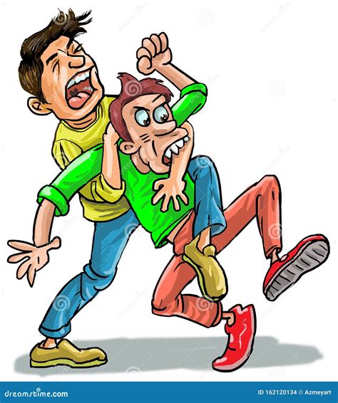 Dos Chicos Peleando Entre Ellos Después De La Escuela Stock De Ilustración Ilustración De