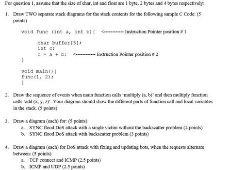 For Question 1 Assume That The Size Of Char Int And