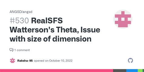 Realsfs Watterson S Theta Issue With Size Of Dimension Issue