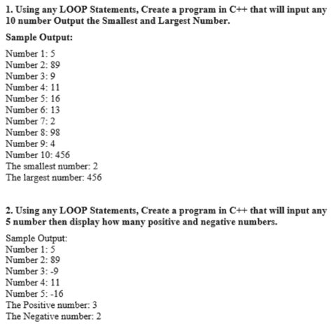 Solved 1 Using Any Loop Statements Create A Program In C