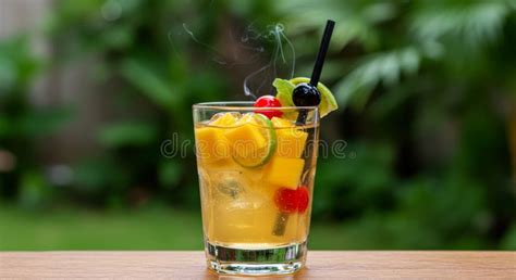 Refreshing Mango Cocktail With Ice And Fruit Garnish Stock Illustration Illustration Of Sweet