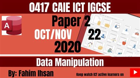 Igcse Ict 0417 P21 2020 Oct Nov Database Youtube