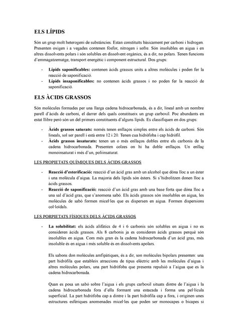 ELS LÍPIDS Lecture notes Lípids ELS LÍPIDS Són un grup molt
