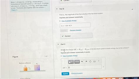 solved hi ﻿i just need help with part c block 1 ﻿of mass