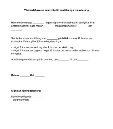 V Rdnadshavares Samtycke Till Anst Llning Av Minder Rig