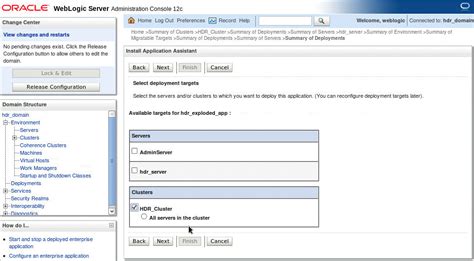 installing hdr on a weblogic cluster