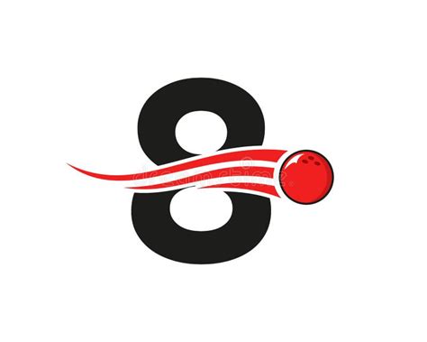 Letter 8 Bowling Logo Bowling Ball Symbol With Red Moving Ball Vector