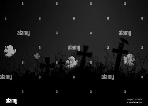Ghost Floating Around The Graves In The Overgrown Abandoned Stock Photo Alamy