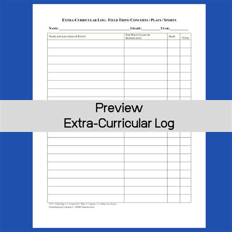 Extra Curricular Activities Log My Teaching Library