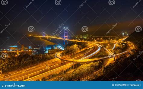 Puente De Tsing MA Carreteras En Hong Kong Con La Estructura De La