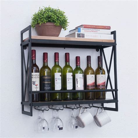 Best Wine Rack Rustic Liquor Cabinet Wall Shelf Home And Home