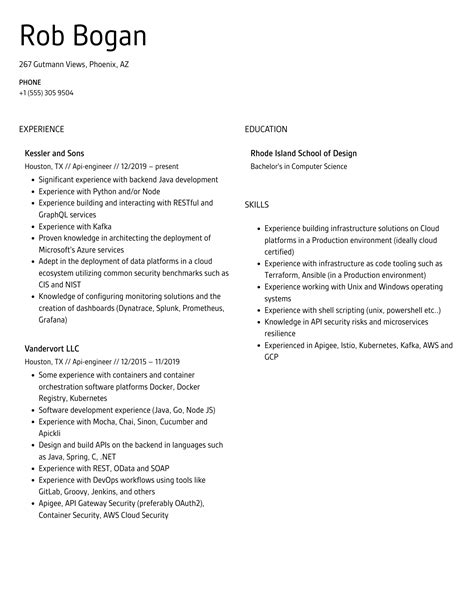 api engineer resume samples velvet jobs