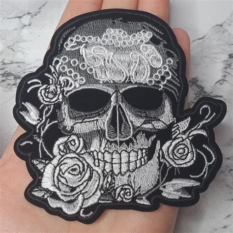 Embroidered Skull Patch Etsy