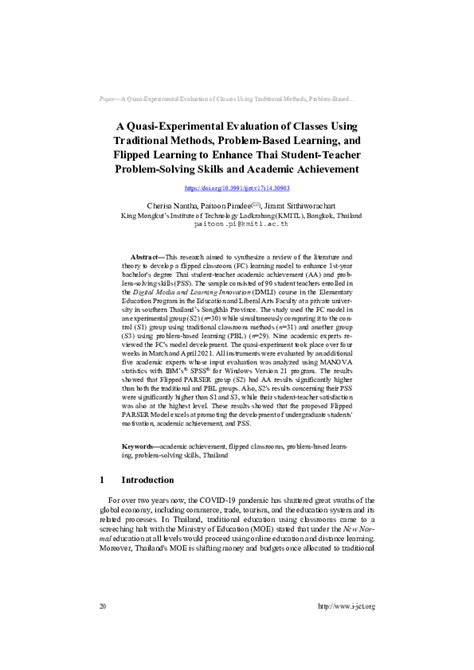 Pdf A Quasi Experimental Evaluation Of Classes Using Traditional Methods Problem Based