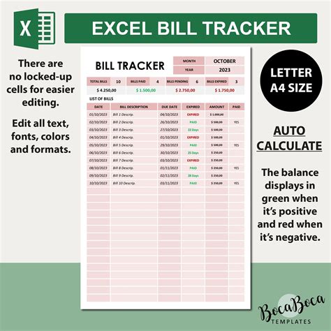 Excel Bill Tracker Template Excel Spreadsheet Bill Management Excel