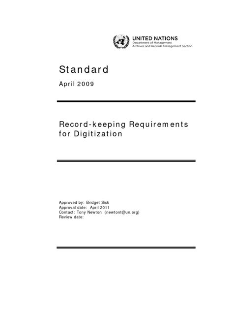 Record Keeping Requirements For Digitization Pdf Records Management