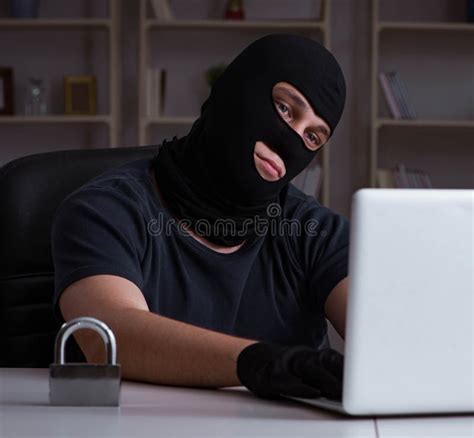 Hacker Hacking Computer Late At Night Stock Image Image Of Criminal