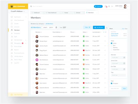 Members List Dashboard Design Template Software Ui Design Wireframe