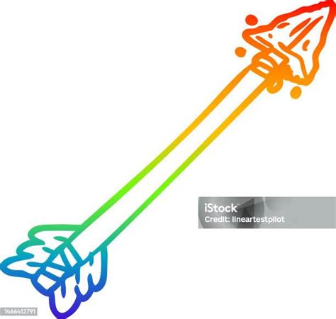 Dessin Au Trait Dégradé Arcenciel Dune Flèche Primitive Vecteurs Libres