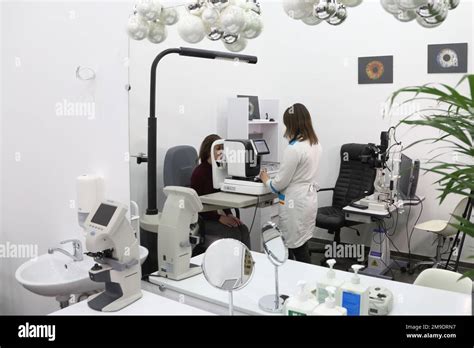 Eyeglasses Selection On Modern Diagnostic Equipment In An Ophthalmic