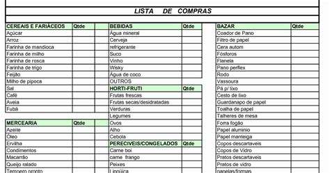 Modelo De Lista De Compras Supermercado Excel