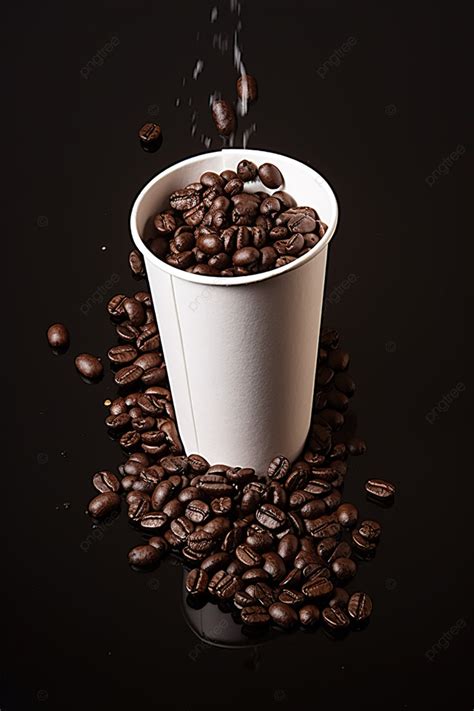 흰 종이컵에 담긴 커피 콩 배경 배경 화면 및 일러스트 무료 다운로드 Pngtree
