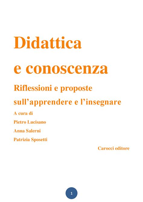 Didattica E Conoscenza Lucisano Salerno Sposetti Sintesi Del