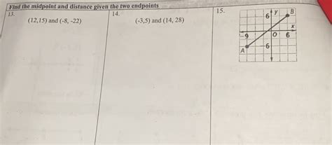 Solved Find The Midpoint And Distance Given The Two Endpoints