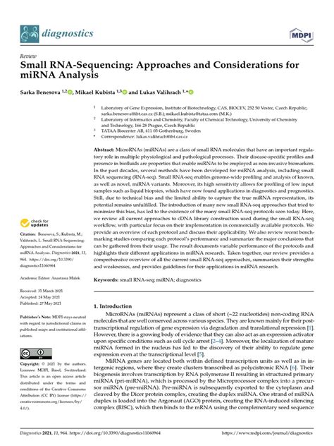 Small Rna Sequencing Approaches And Considerations Pdf Micro Rna