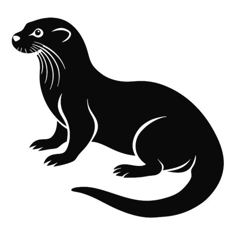 Eine schwarz weiße Zeichnung eines Otters mit einem langen Schwanz