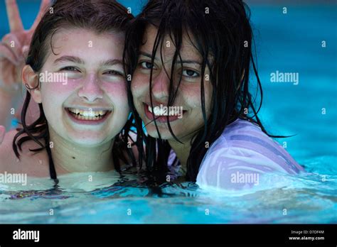 Fun At The Pool Stock Photo Alamy