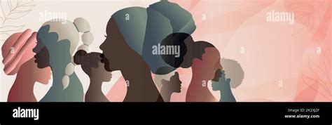 Profil Silhouette Groupe De Femmes Et De Filles Afro Américaines Ou Africaines Têtes Et Visages