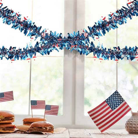 Zonon 3 Piezas de Guirnalda de Bandera Americana de Oropel Patriótico