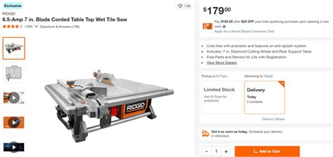 Ridgid 65 Amp 7 Blade Corded Table Top Wet Tile Saw Rio Grande Trade