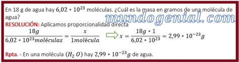 En g de agua hay moléculas Cuál es la masa en gramos de una molécula de agua