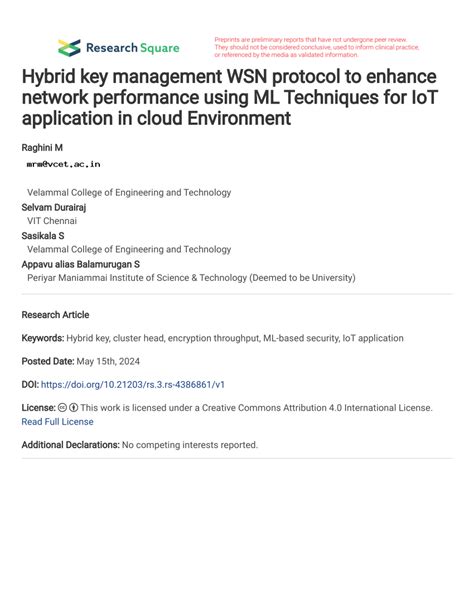Pdf Hybrid Key Management Wsn Protocol To Enhance Network Performance