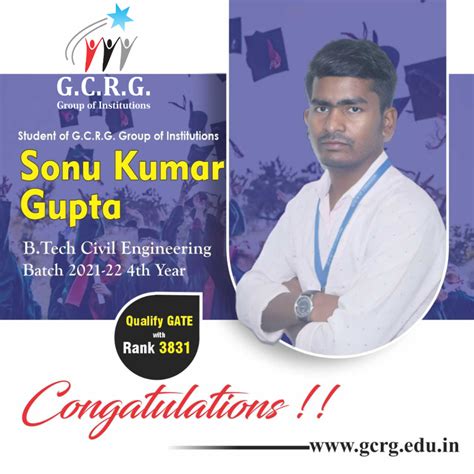 Congratulations To Sonu Kumar Gupta A 4 Year Btech Civil Engineering