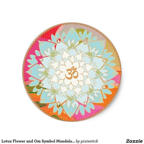 Lotus Flower And Om Symbol Mandala Sticker Zazzle Lotus Mandala Om