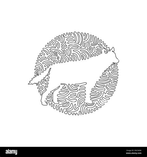 Continuous Curve Line Drawing Of Wild Wolf Abstract Art Single Line Editable Stroke Vector