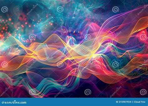 Vibrant Digital Art Depicting The Rhythmic Patterns Of Sound Waves Stock Illustration