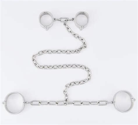 Latest Screw Lock Stainless Steel Bondage Chain Handcuffs Wrist Cuffs