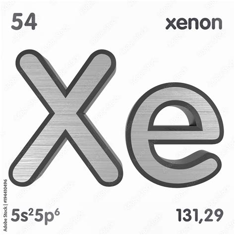 Xenon Xe Chemical Element Sign Of Periodic Table Of Elements 3d Rendering Stock