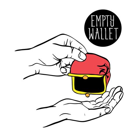 Sketch Of Hand With An Empty Wallet An Open Pink Wallet Without Money